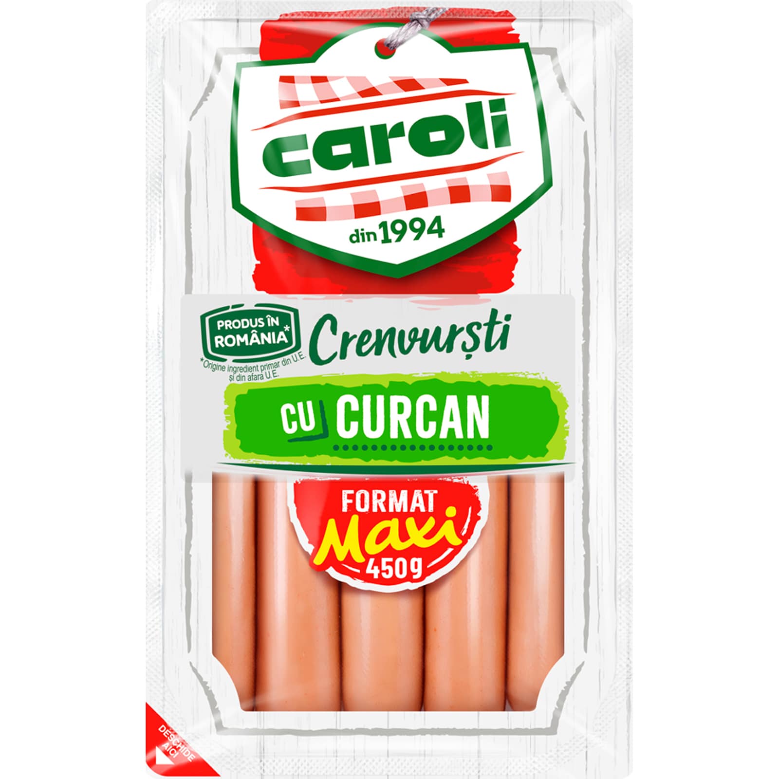 Caroli | Crenvursti cu curcan 450g | Mega-image