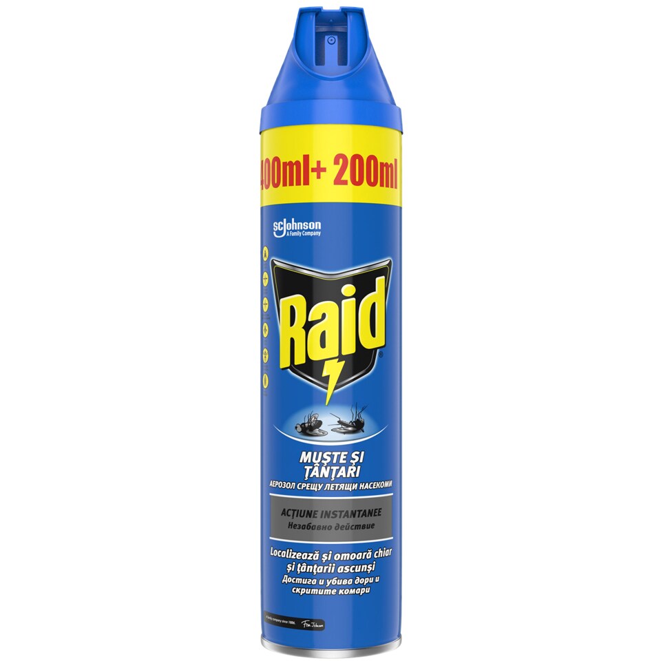 Raid | Spray impotriva mustelor si tantarilor 400ml+200ml | Mega-image