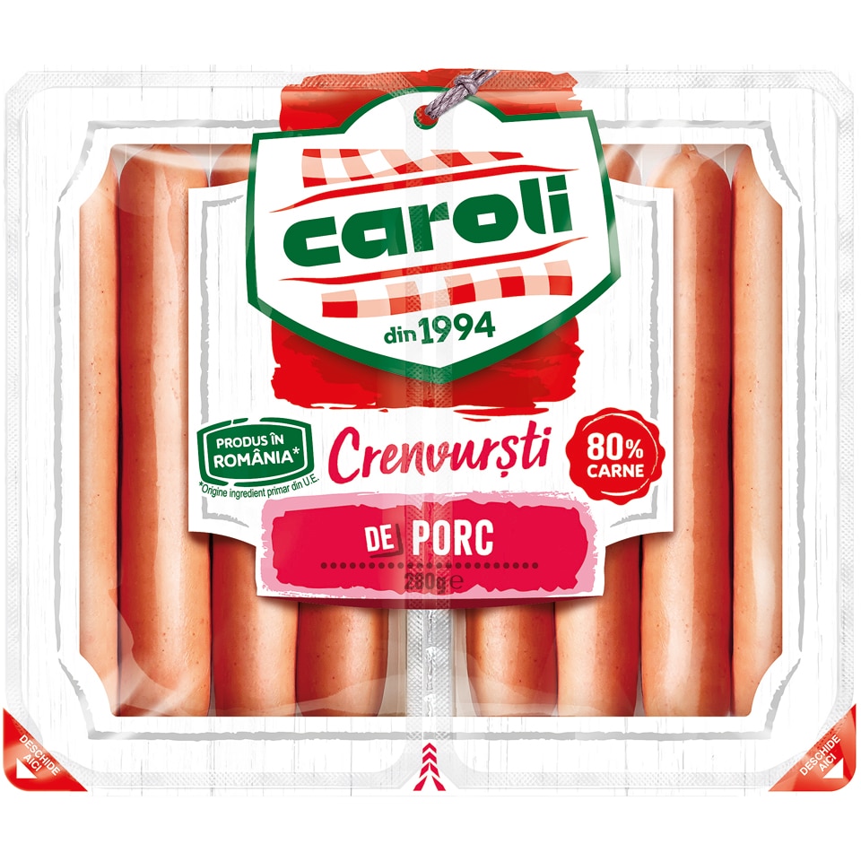 Caroli | Crenvursti de porc extra 280g | Mega-image