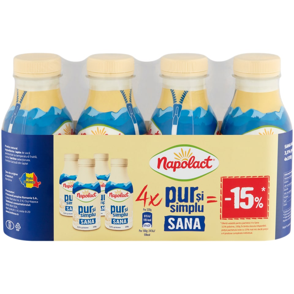 Napolact | Sana 3.5% grasime 4x330g | Mega-image