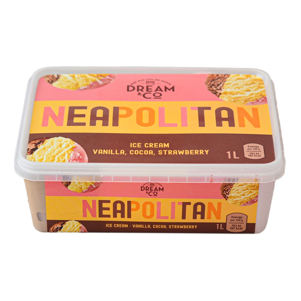 Dream&Co | Inghetata cu vanilie, ciocolata si capsuni 1000ml | Mega-image