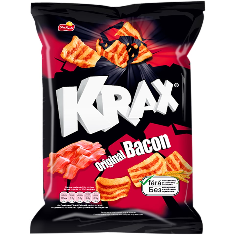 Krax | Snacks Original cu aroma de bacon 67g | Mega-image