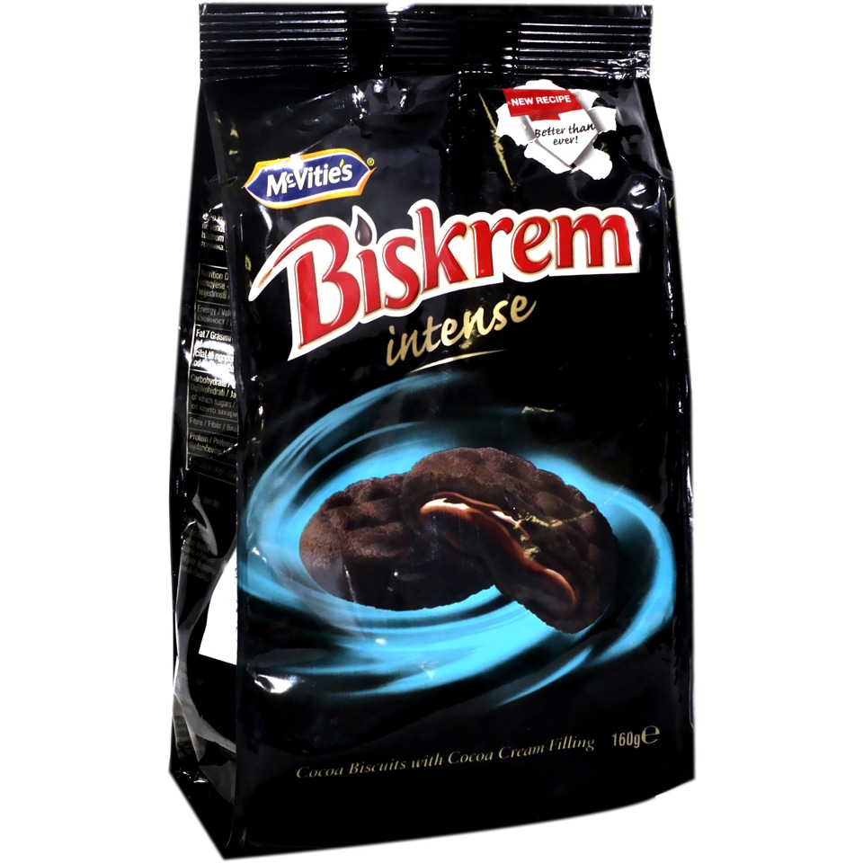 Biskrem | Intense | Biscuiti de cacao cu crema de cacao 160g | Mega-image