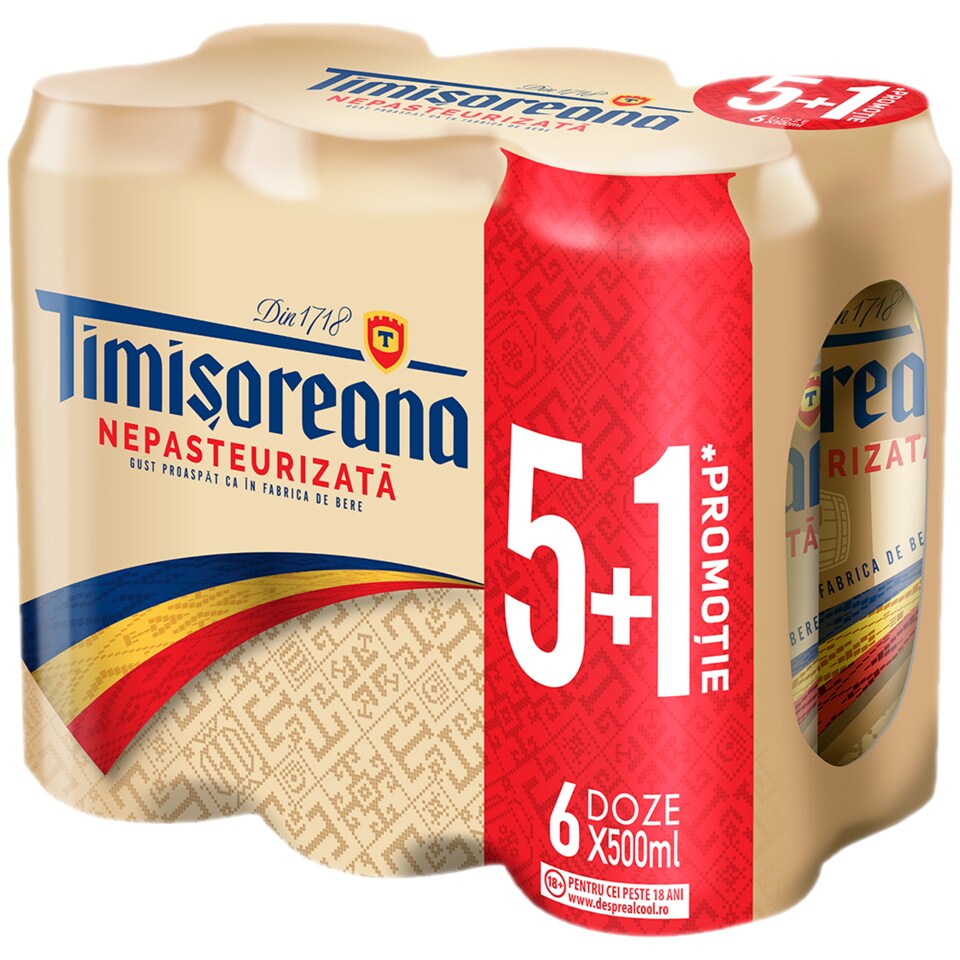Timisoreana | Bere blonda nepasteurizata 6x500ml | Mega-image