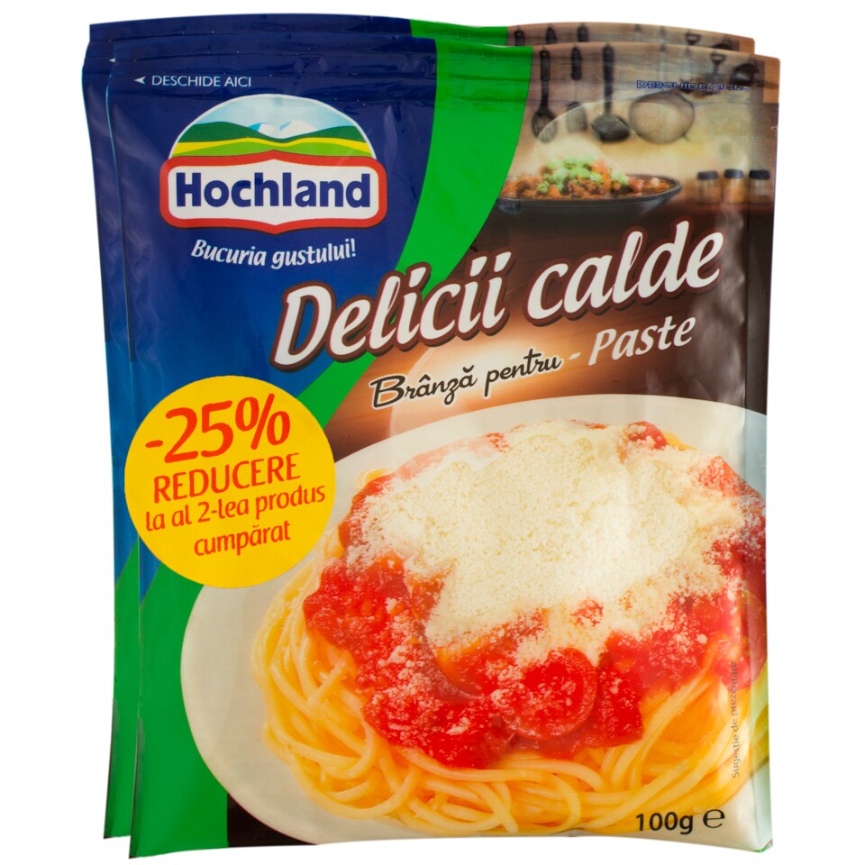 Hochland | Delicii calde | Branza rasa pentru paste 2x100g | Mega-image