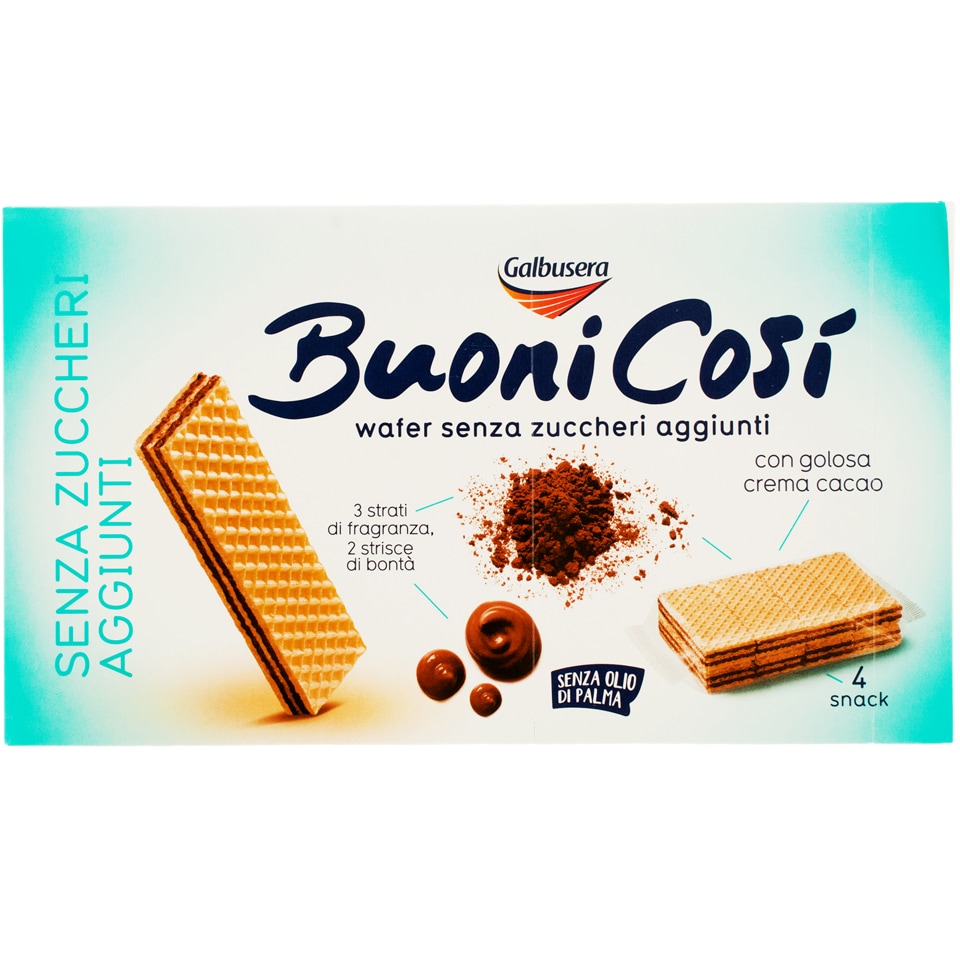 Galbusera | Buoni Cosi | Napolitane cu cacao, fara zahar 180g | Mega-image