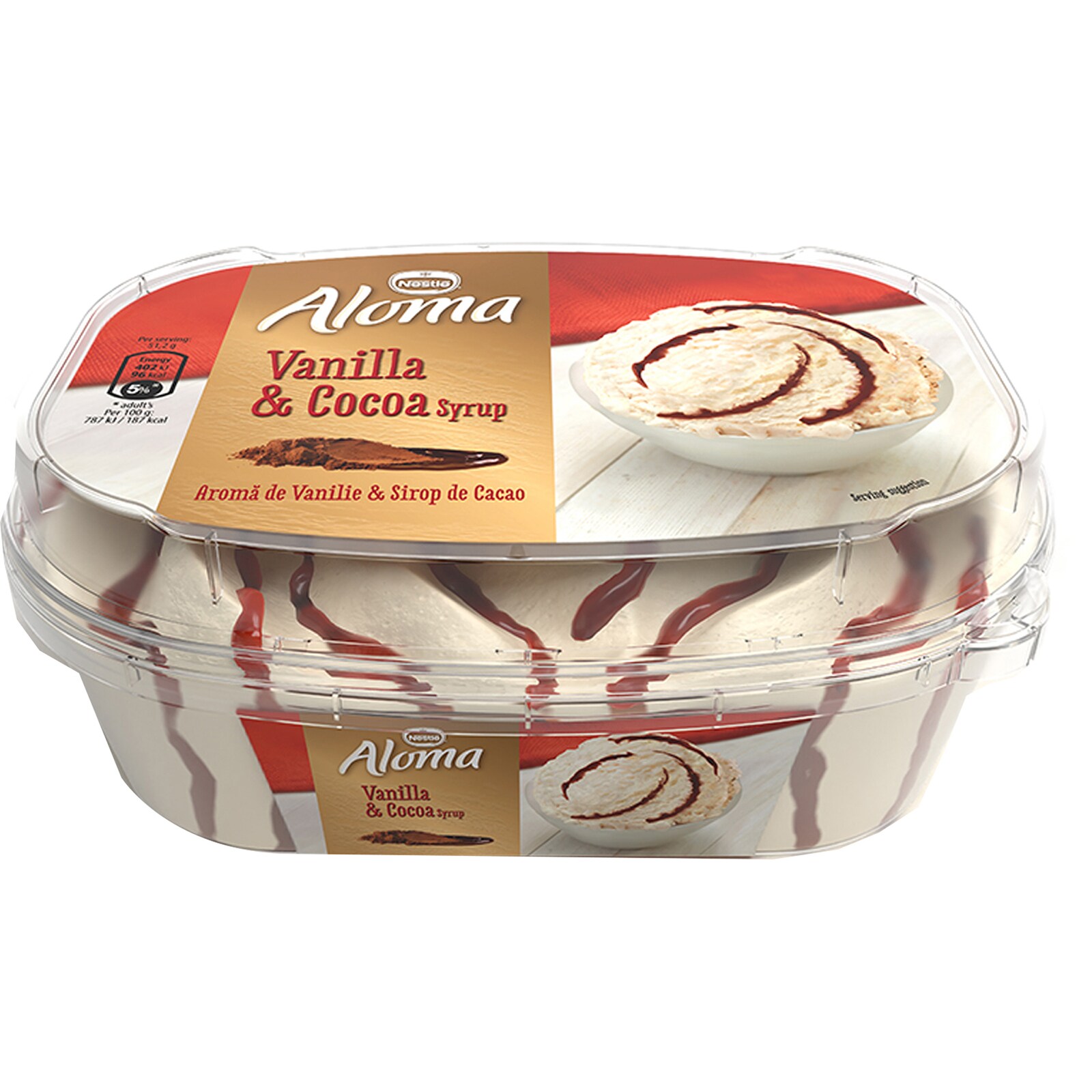 Aloma | Inghetata cu aroma de vanilie si sirop de cacao 461g | Mega-image