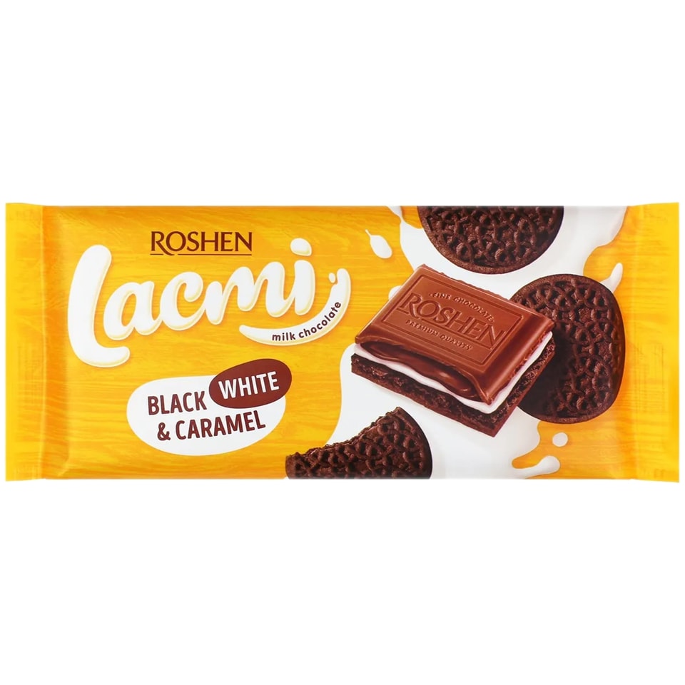Lacmi | Ciocolata cu umplutura de lapte, caramel si biscuiti cu cacao ...