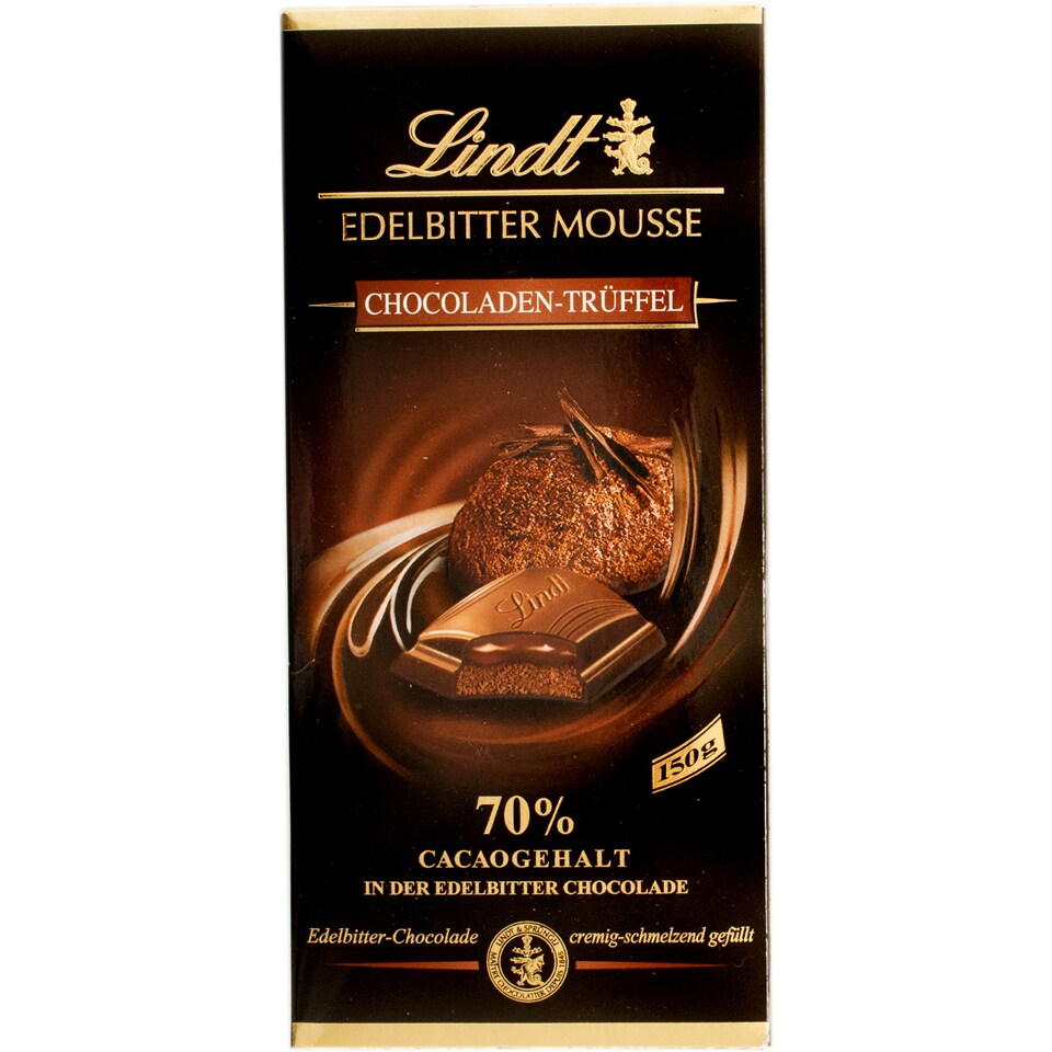 Lindt | Ciocolata amaruie cu 70% cacao cu crema de trufe 150g | Mega-image
