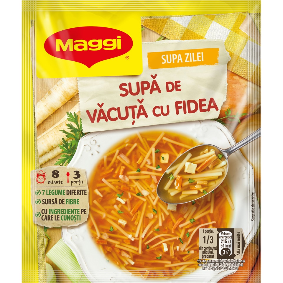 Maggi | Supa instant de vacuta cu fidea 49g | Mega-image