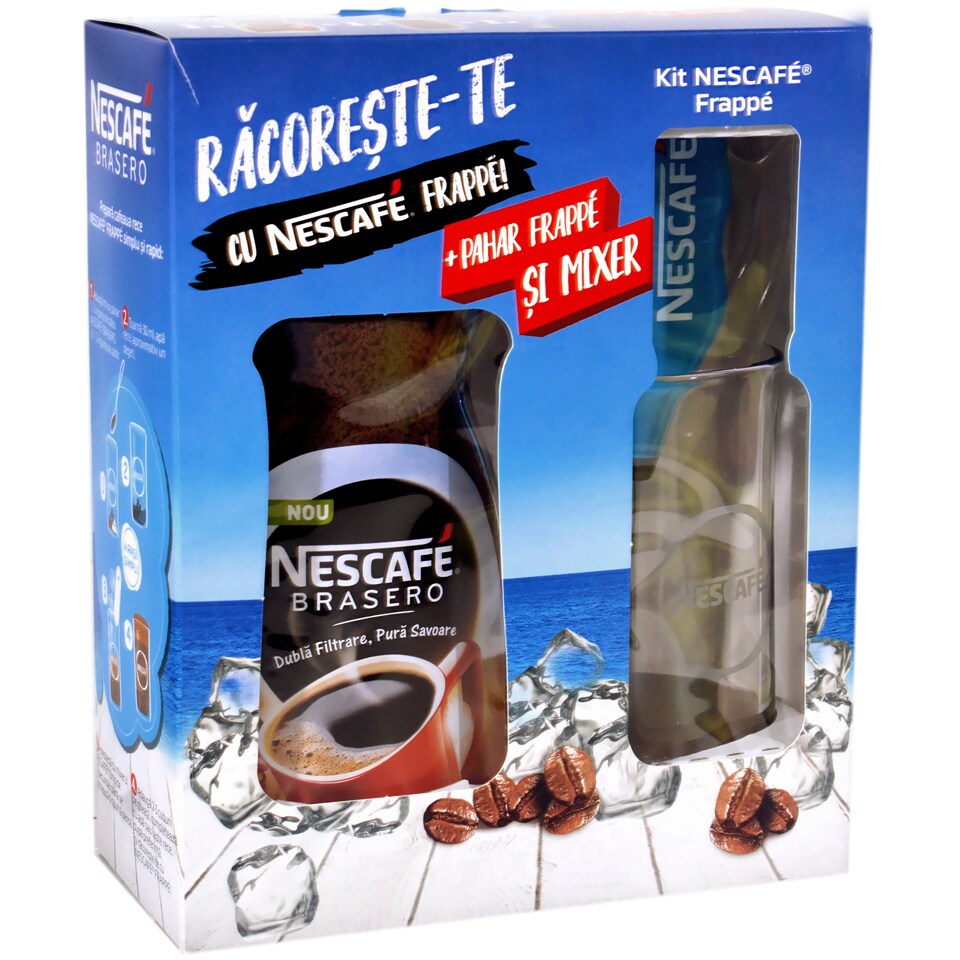 Nescafe | Cafea instant, pahar si mixer pentru frappe 200g | Mega-image