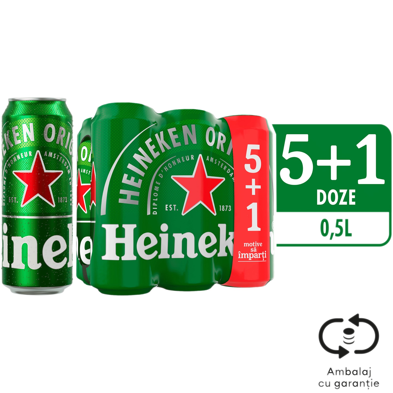 Heineken | Bere blonda 5+1 x 0.5L | Mega-image