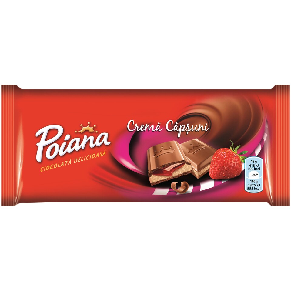 Poiana | Ciocolata cu crema de capsuni 90g | Mega-image