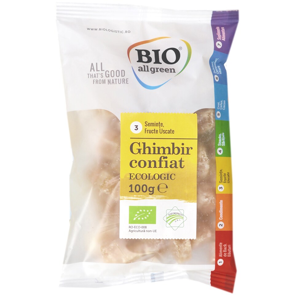 Bio All Green | Ghimbir confiat ecologic 100g | Mega-image