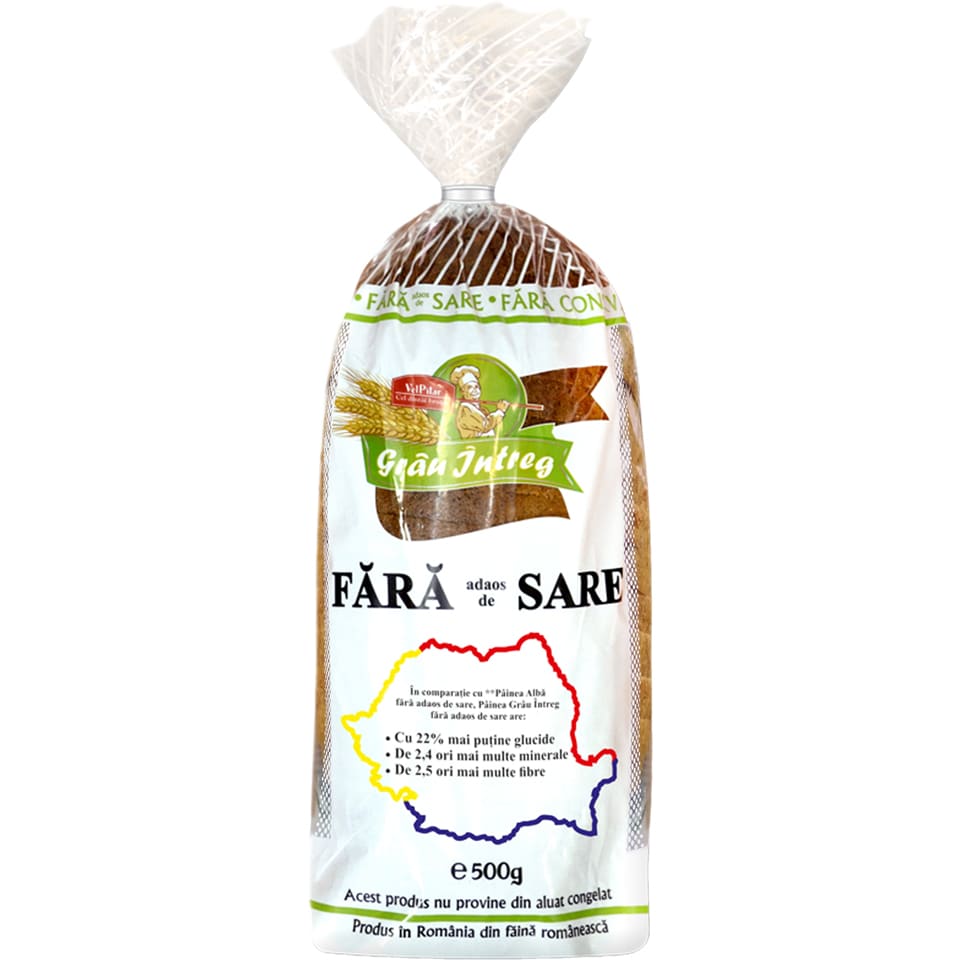 Vel Pitar | Paine dietetica - integrala fara adaos de sare feliata 500g ...