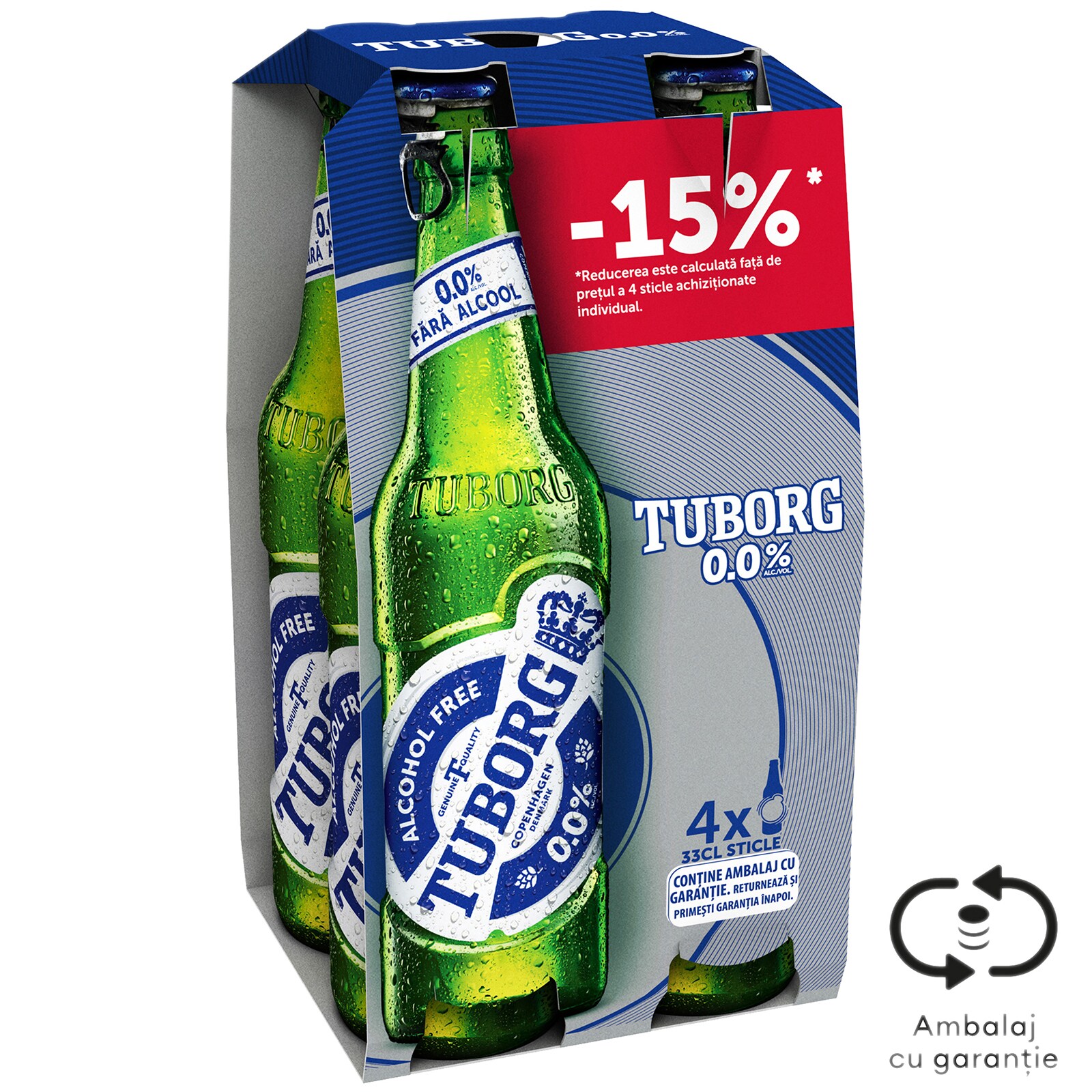 Tuborg | Bere fara alcool 4x0.33L | Mega-image
