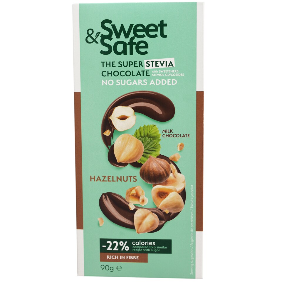 Sweet&Safe | Ciocolata cu lapte si alune de padure 90g | Mega-image