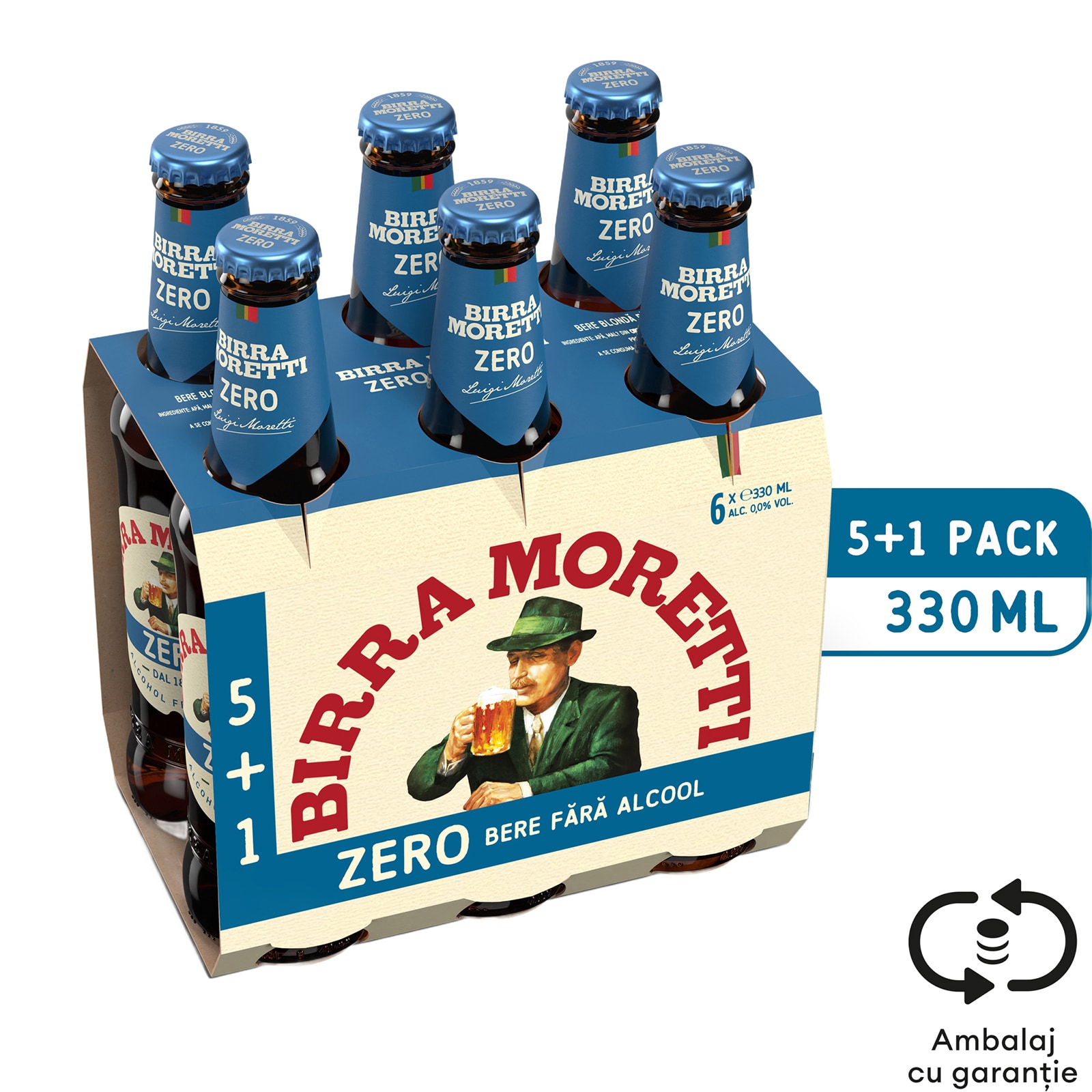 Birra Moretti | Bere fara alcool 5+1 x 0.33L | Mega-image