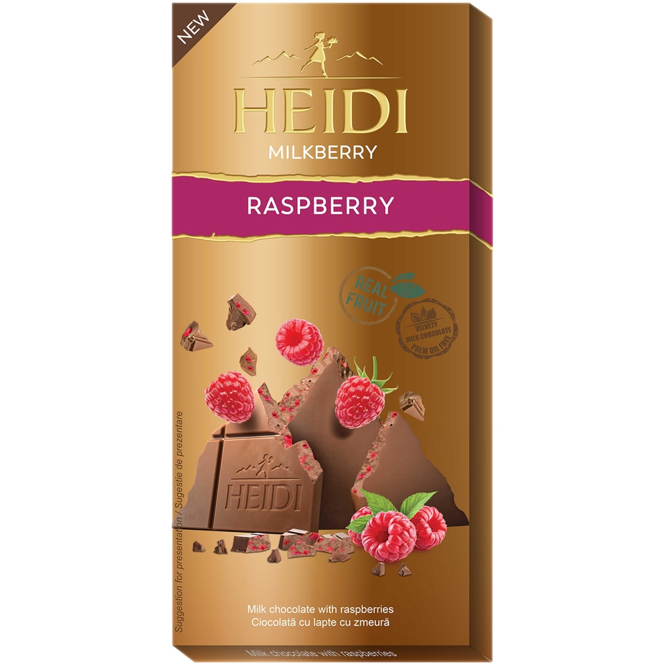 Heidi | Milkberry | Ciocolata cu lapte cu zmeura 80g | Mega-image
