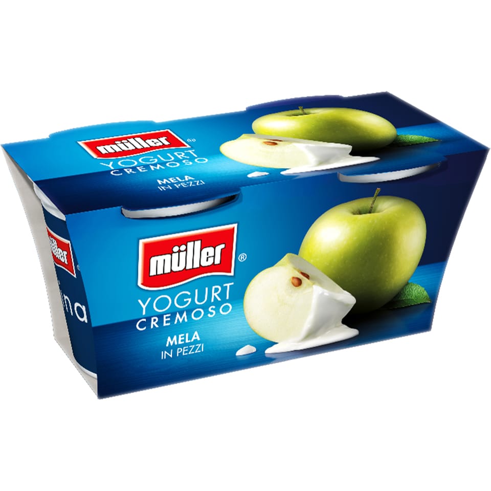 Muller | Iaurt cremos cu bucati de mere 2x125g | Mega-image