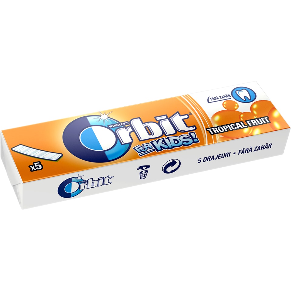 Orbit | Kids | Guma de mestecat Tropical fruit 5 lame 14g | Mega-image