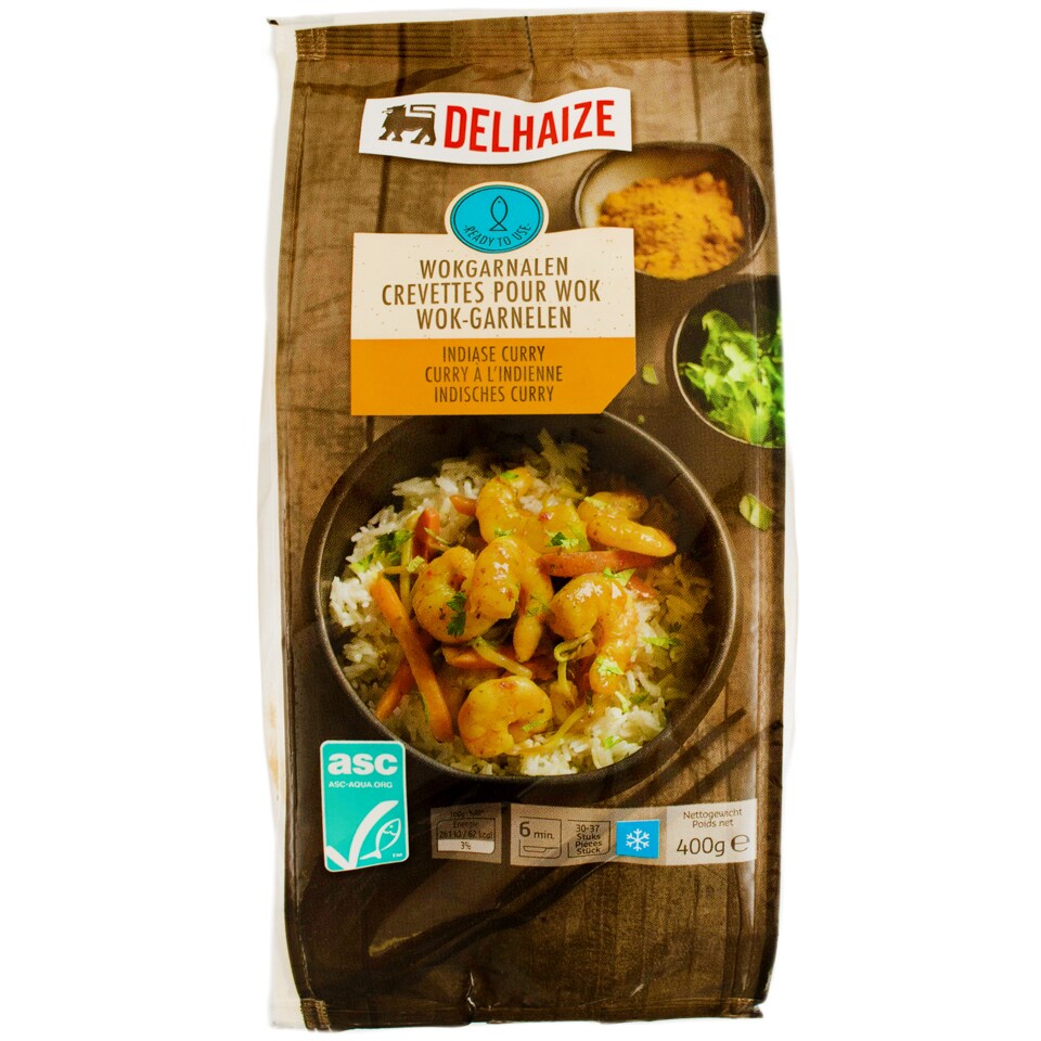 Delhaize | Creveti la wok cu curry 400g | Mega-image