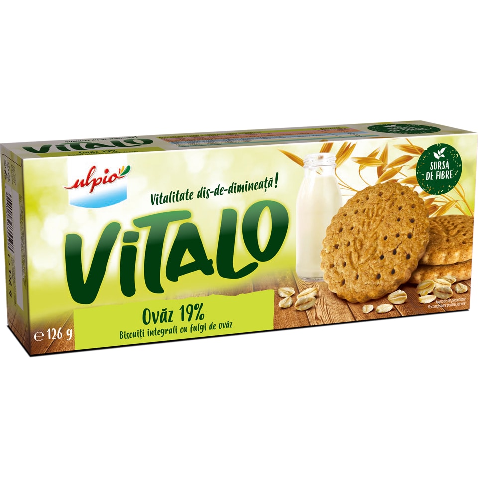 Ulpio | Vitalo | Biscutiti integrali cu fulgi de ovaz 126g | Mega-image