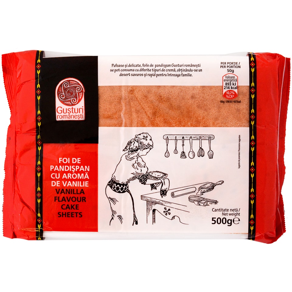 Gusturi romanesti | Foi de pandispan cu aroma de vanilie 500g | Mega-image