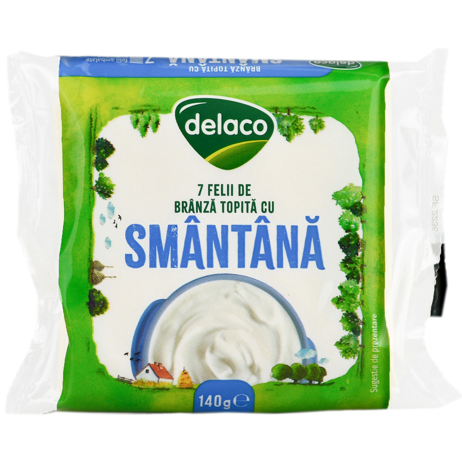 Delaco | Branza topita cu smantana, 7 felii, 140g | Mega-image