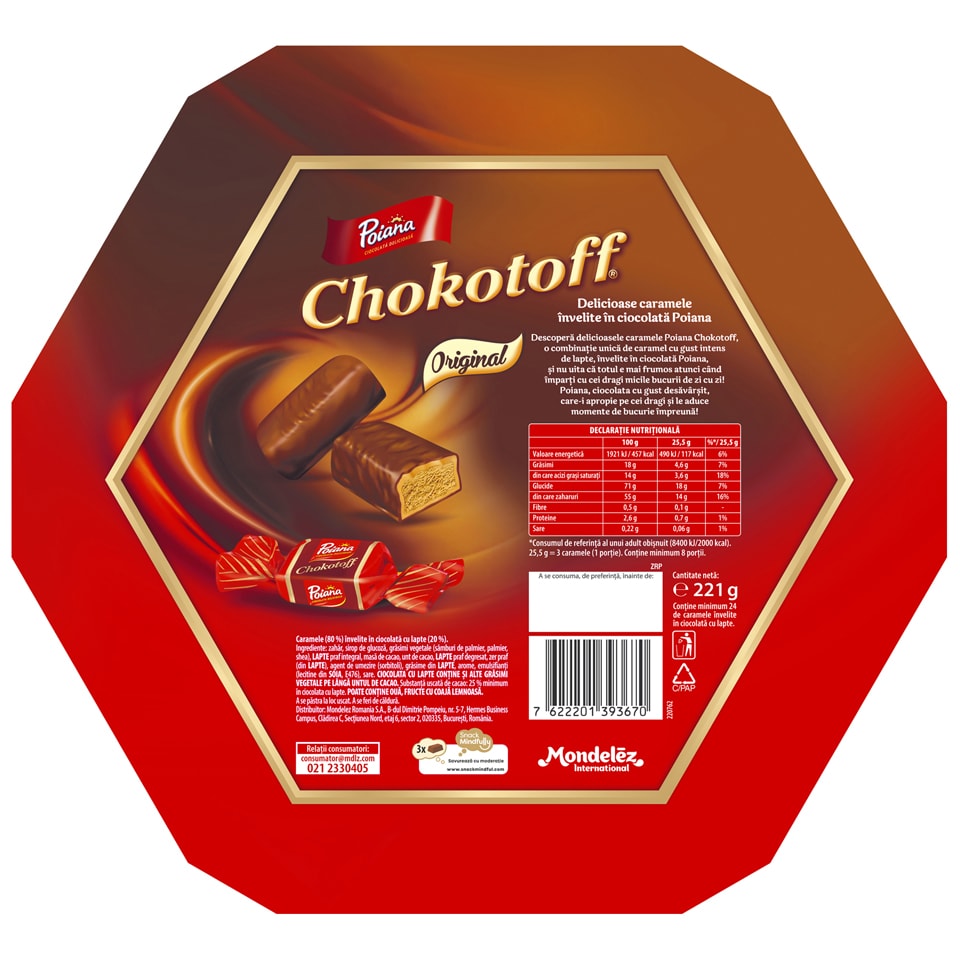 Poiana | Chokotoff | Caramele invelite in ciocolata 221g | Mega-image