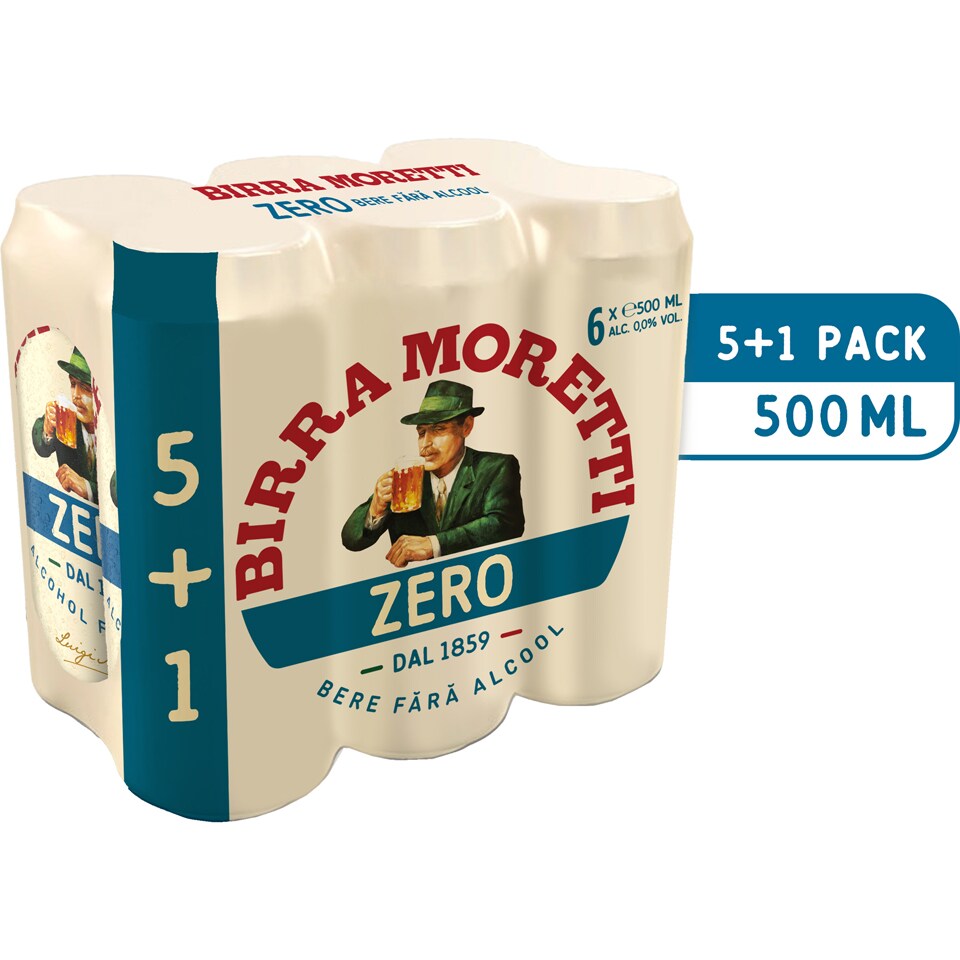 Birra Moretti | Bere blonda fara alcool 5+1x0.5L | Mega-image
