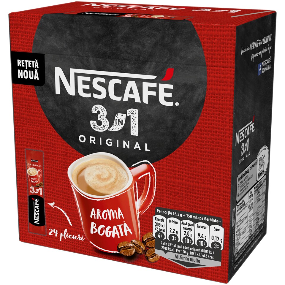 Nescafe | 3in1 | Preparat pudra pe baza de cafea instant 3in1 original ...