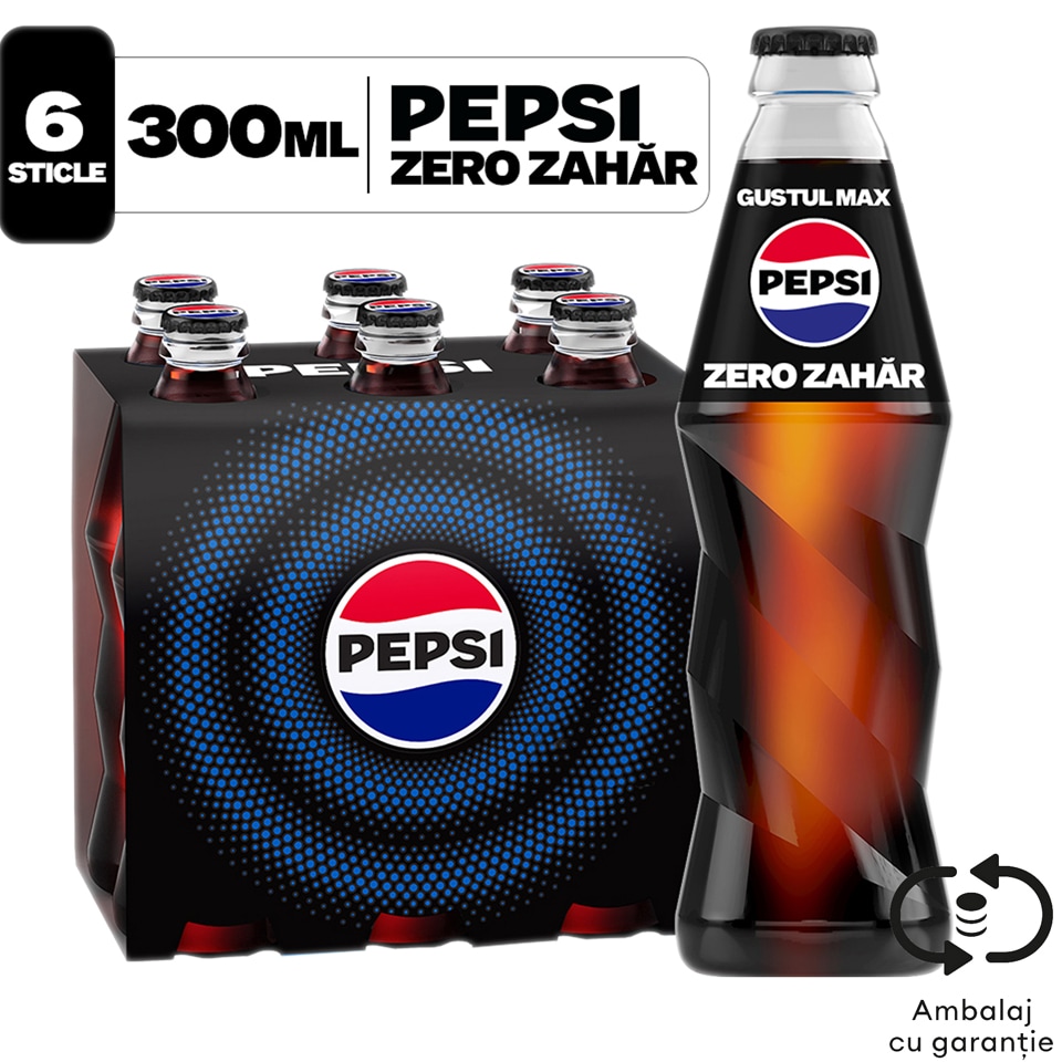 Pepsi | Zero Zahar | Bautura racoritoare carbogazoasa 6x300ml | Mega-image