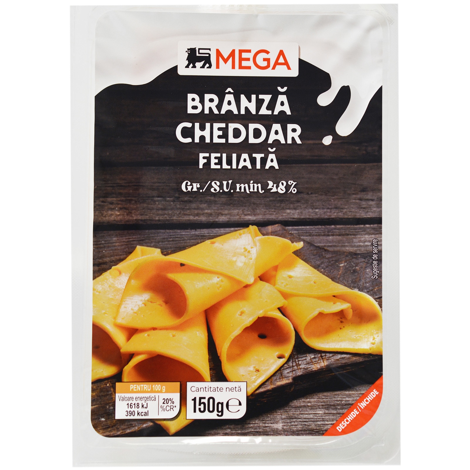 MEGA | Branza Cheddar feliata 150g | Mega-image