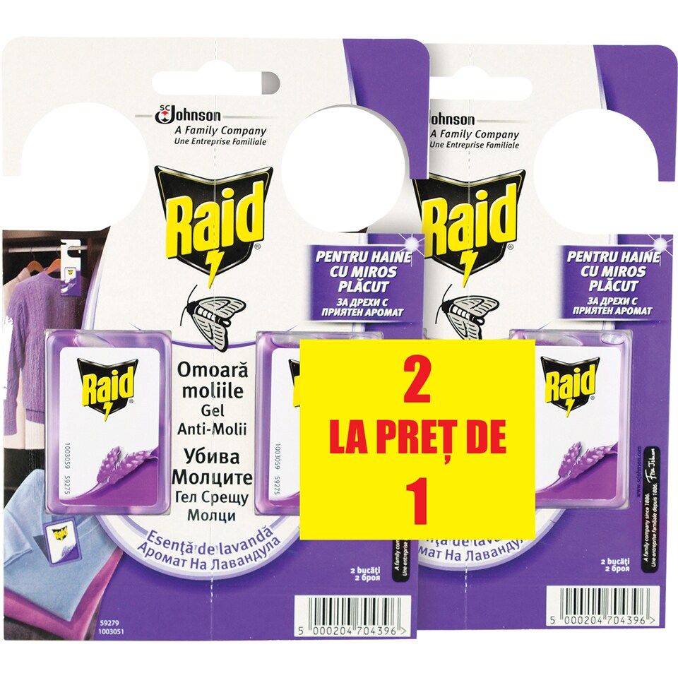 Raid | Gel anti-molii lavanda, 2x2 bucati | Mega-image