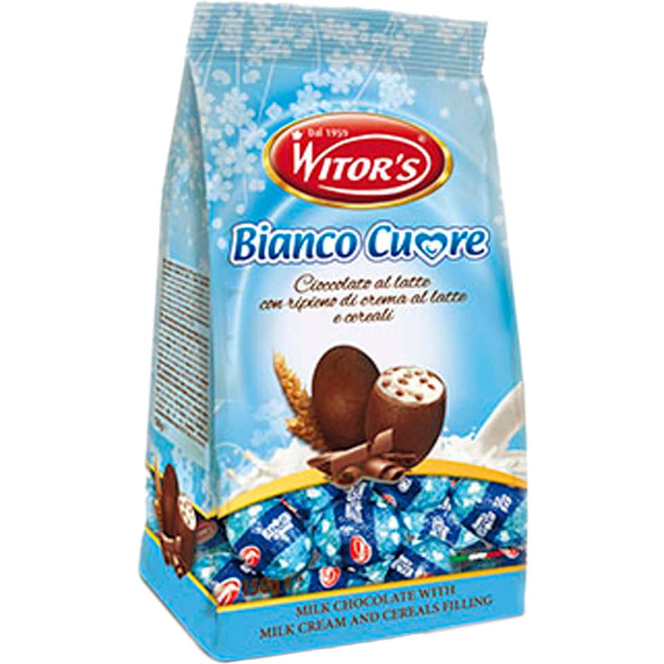 Witor's | Oua Bianco din ciocolata cu lapte, cu umplutura de lapte si cereale crocante 150g ...