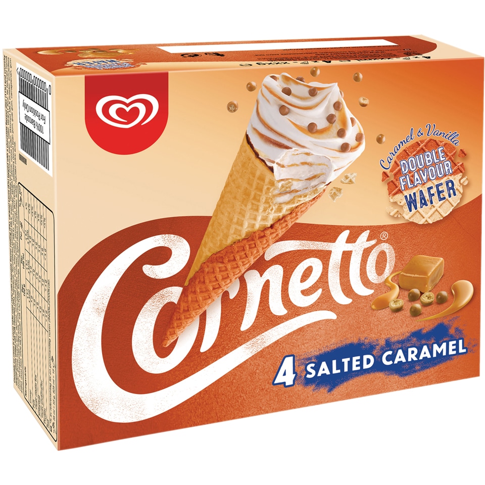 Cornetto | Inghetata cu caramel sarat 4x60g | Mega-image