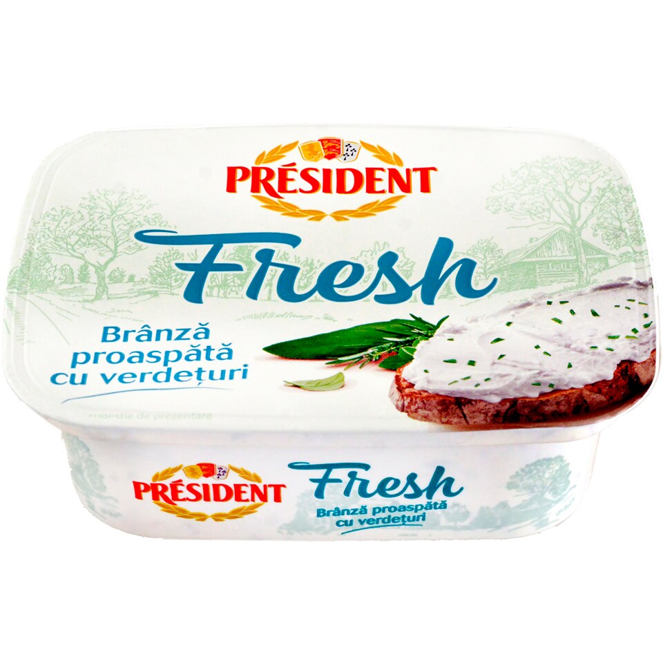 President | Fresh | Crema de branza cu verdeturi 125g | Mega-image