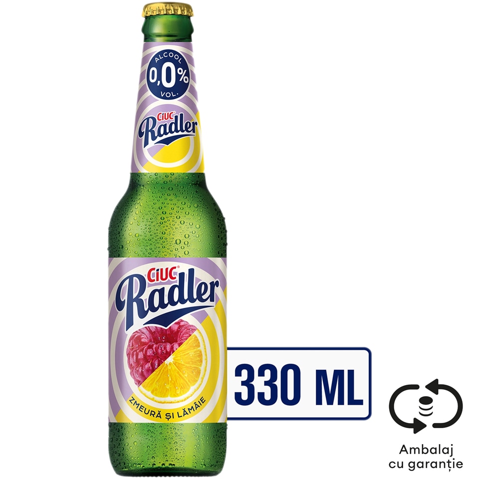 Ciuc Radler | Bere fara alcool cu suc de zmeura si lamaie 0.33L | Mega ...