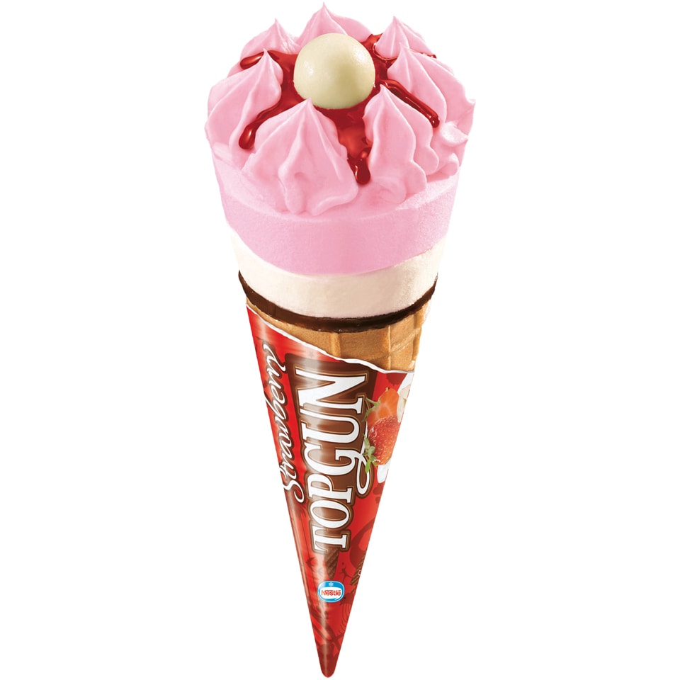 Topgun | Inghetata la cornet cu aroma de capsuni si vanilie 91g | Mega ...