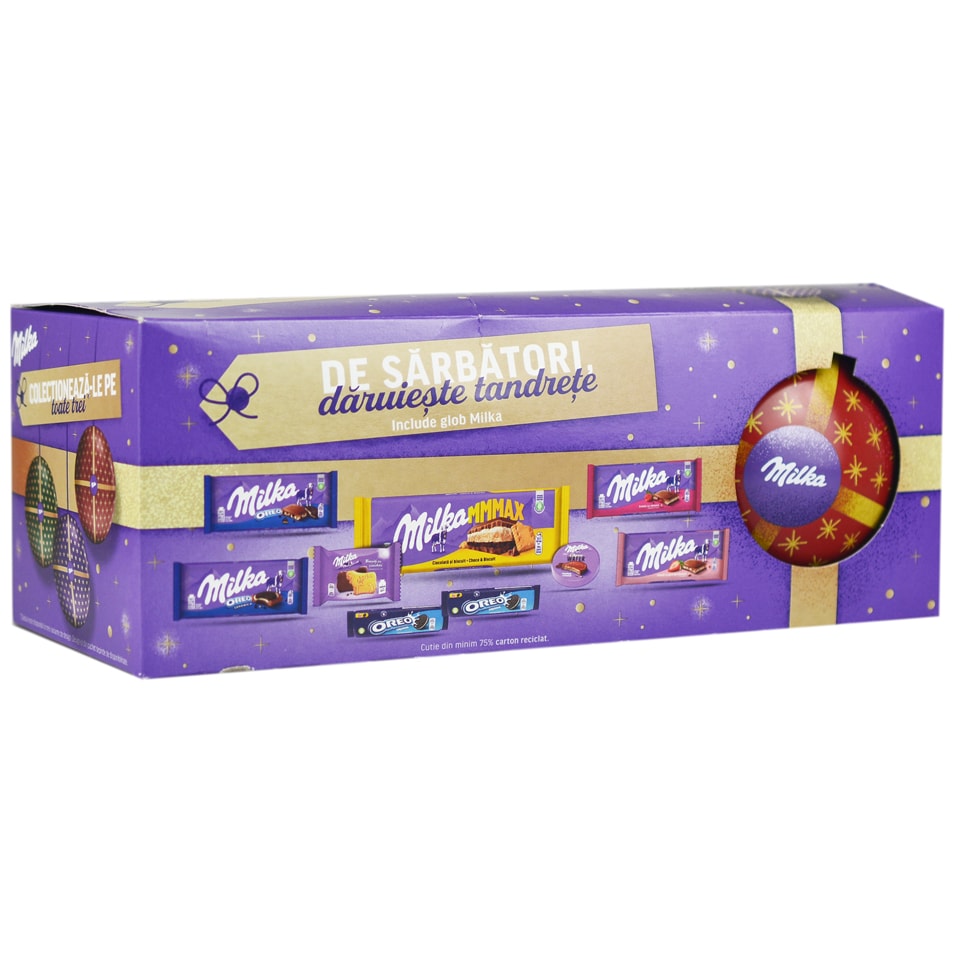 Milka | Pachet Craciun cu ciocolata si glob 894g | Mega-image