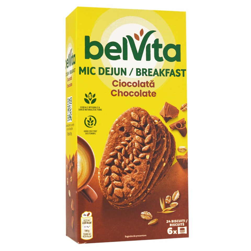 BelVita Breakfast | Biscuiti cu cereale integrale, cacao si bucatele de ...