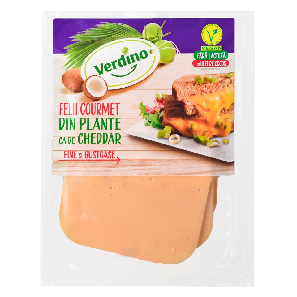 Verdino | Felii vegetale Gourmet cu gust de Cheddar 150g | Mega-image