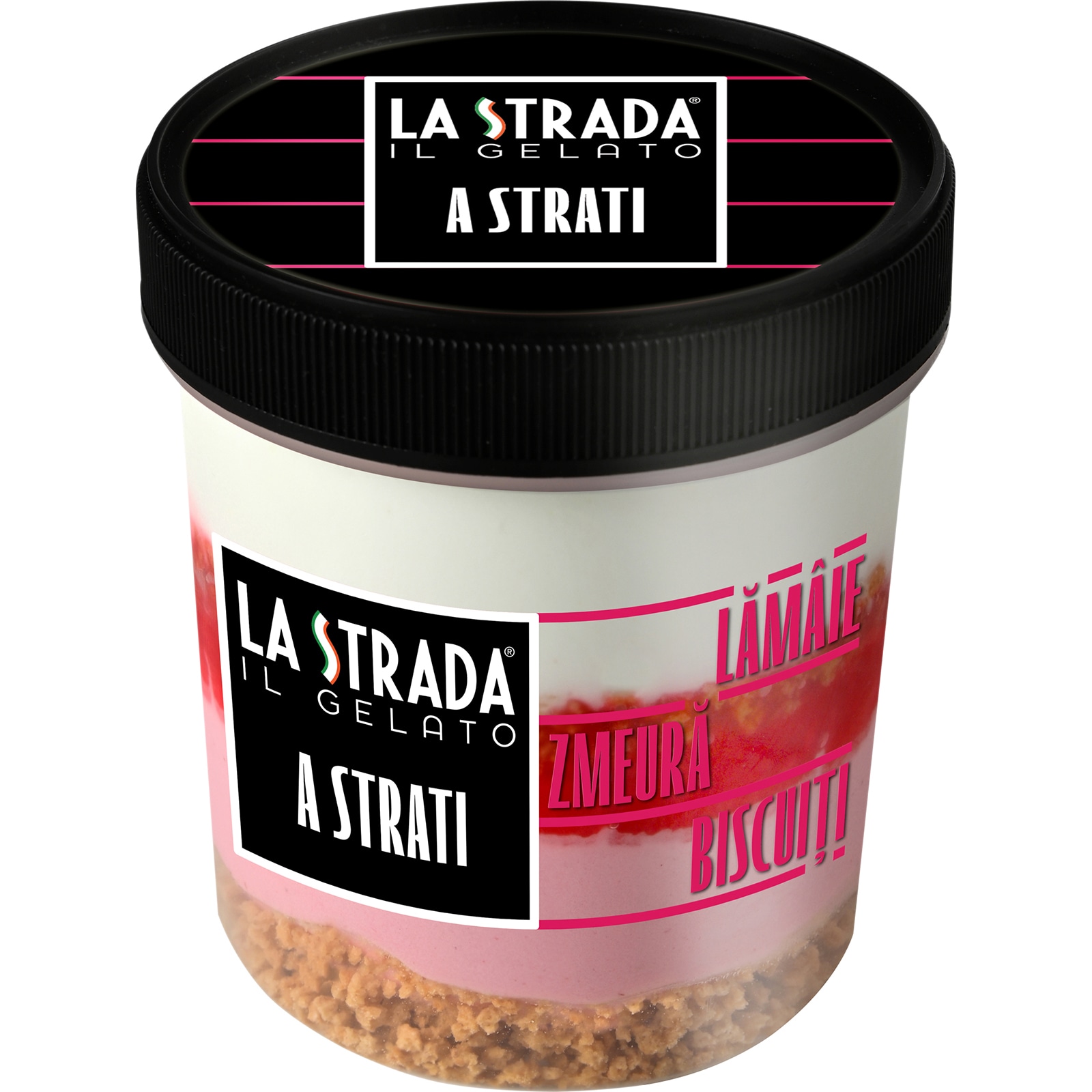 La Strada | Inghetata cu lamaie, zmeura, si biscuiti 473ml | Mega-image