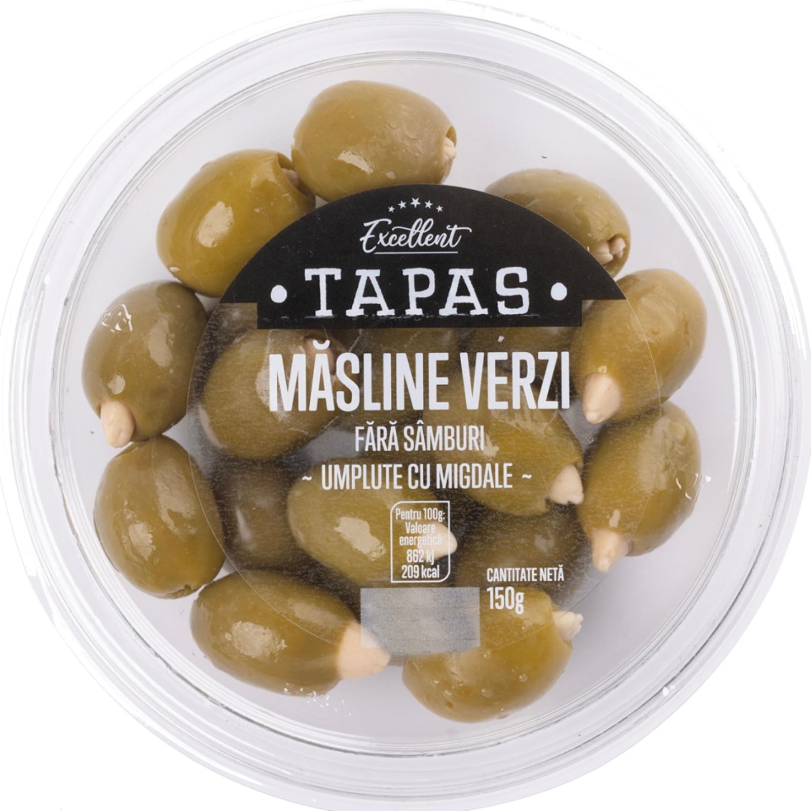 Excellent | Tapas | Masline verzi umplute cu migdale 150g | Mega-image