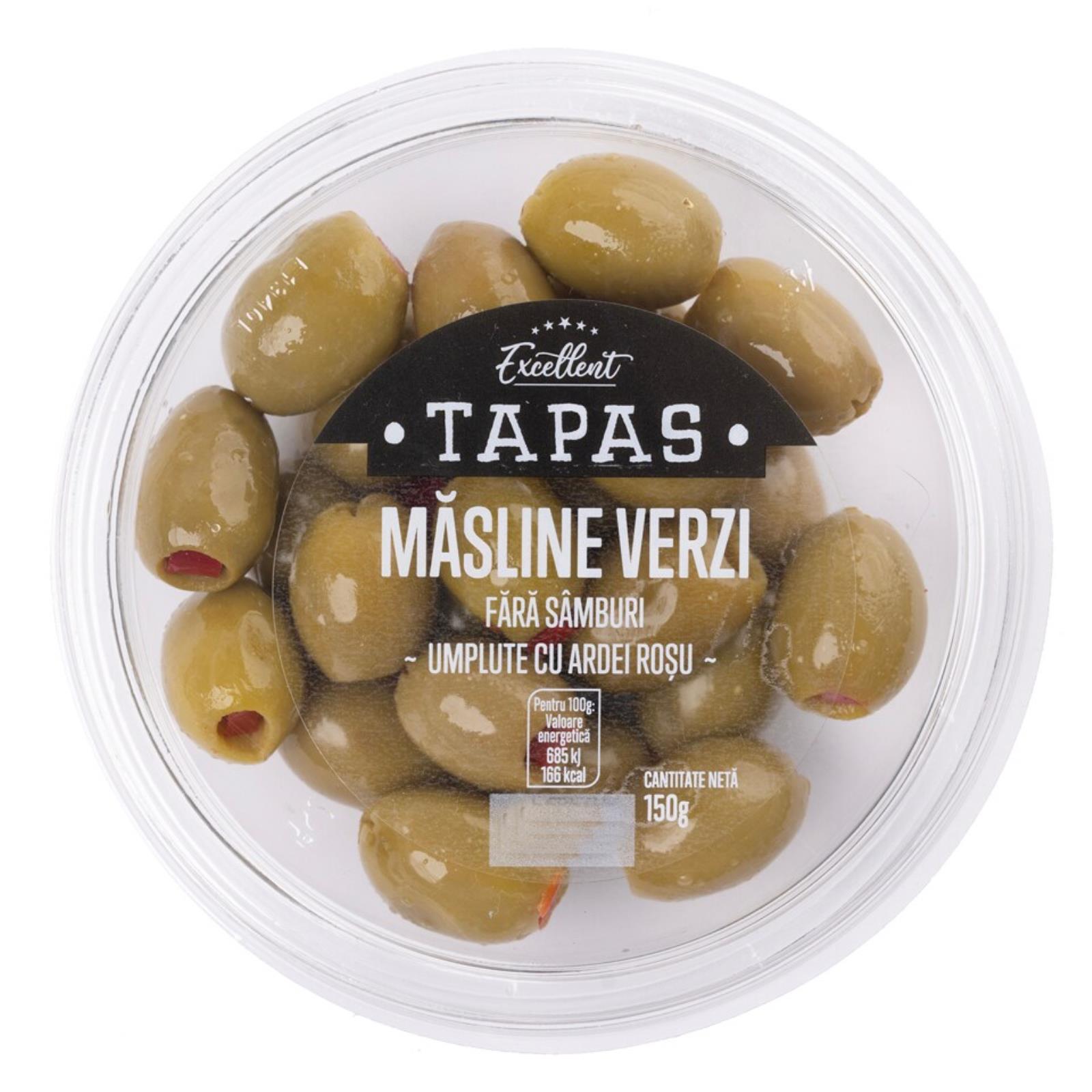 Excellent | Tapas | Masline verzi umplute cu ardei rosu 150g | Mega-image