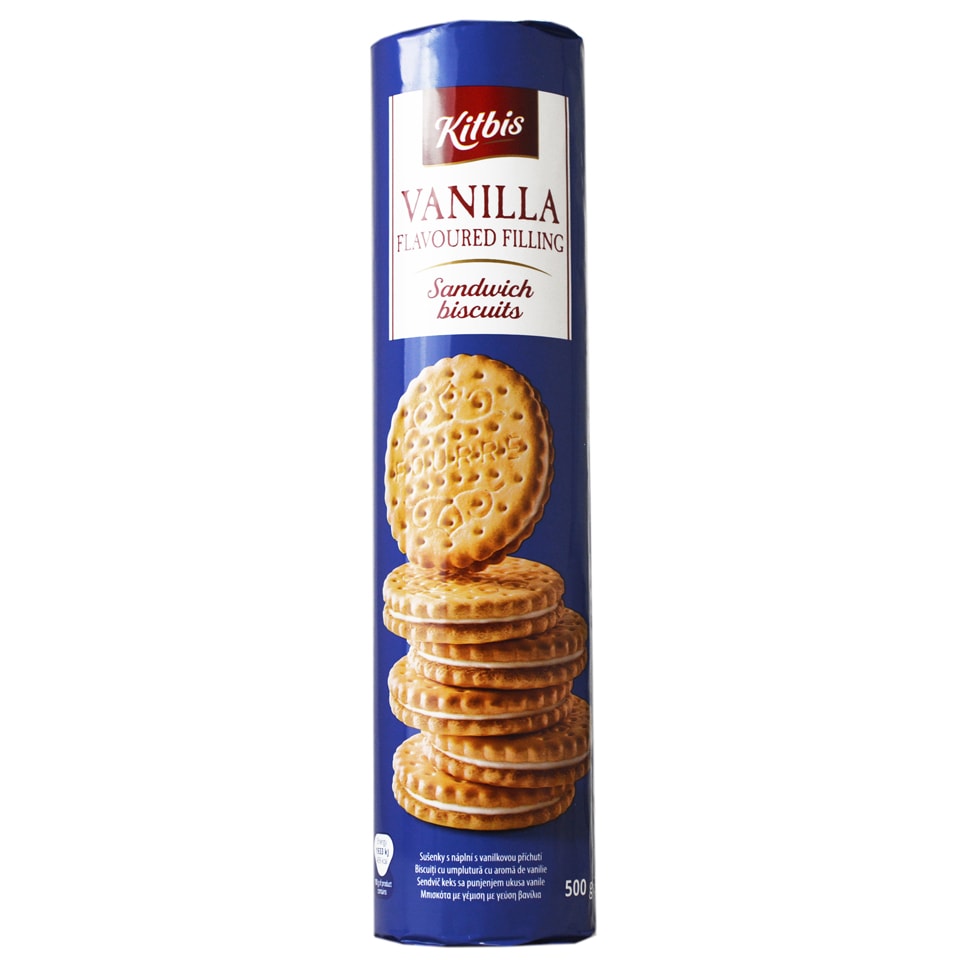 Kitbis | Biscuiti cu umplutura cu aroma de vanilie 500g | Mega-image