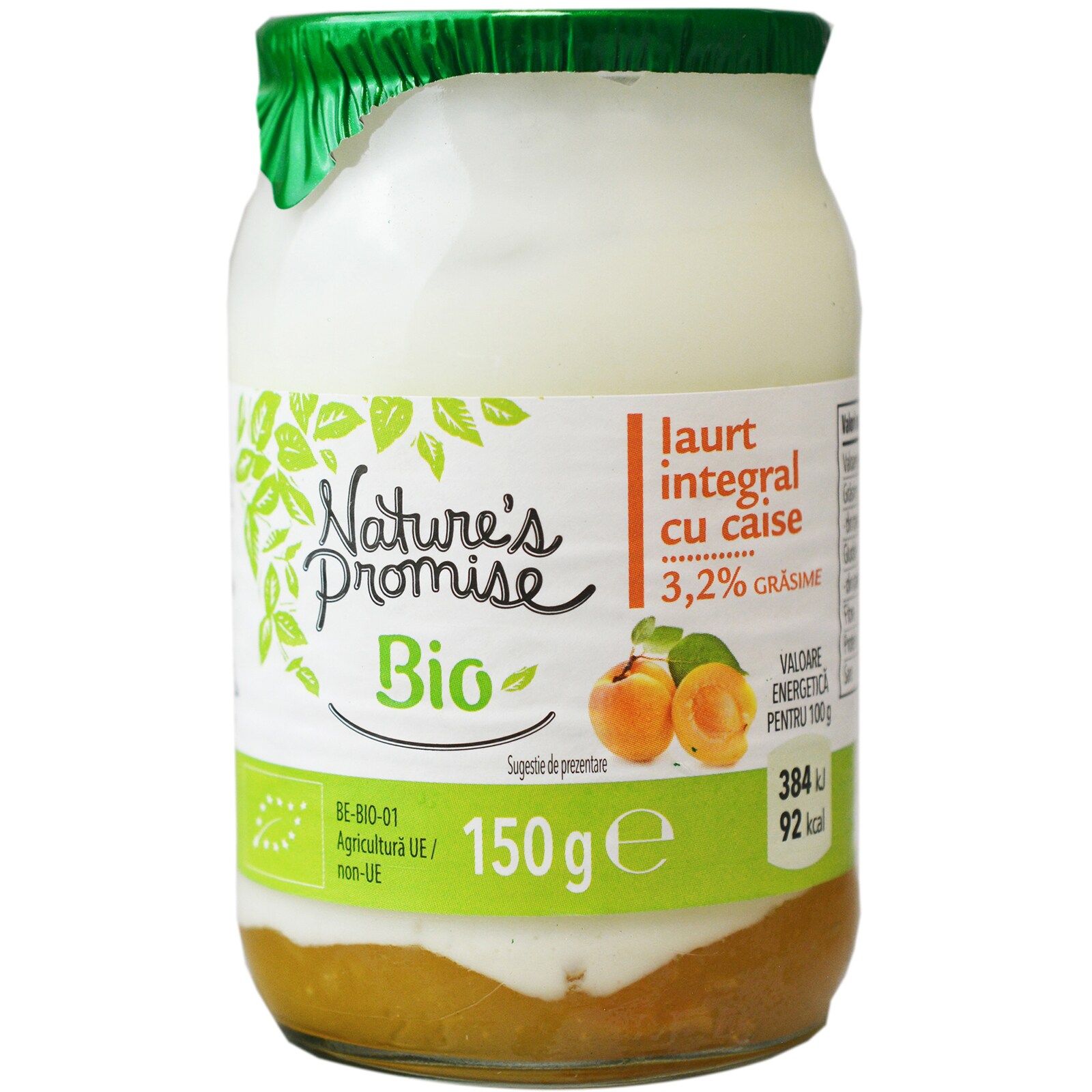 Nature's Promise Bio | Iaurt integral bio cu caise 3.2% grasime 150g ...