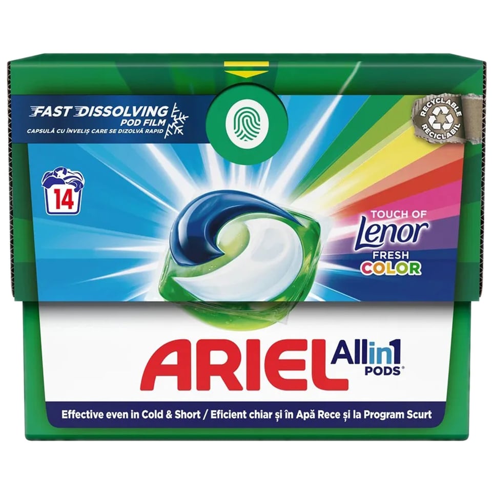 Ariel | All in 1 Pods | Detergent Touch of Lenor Color, 14 capsule ...