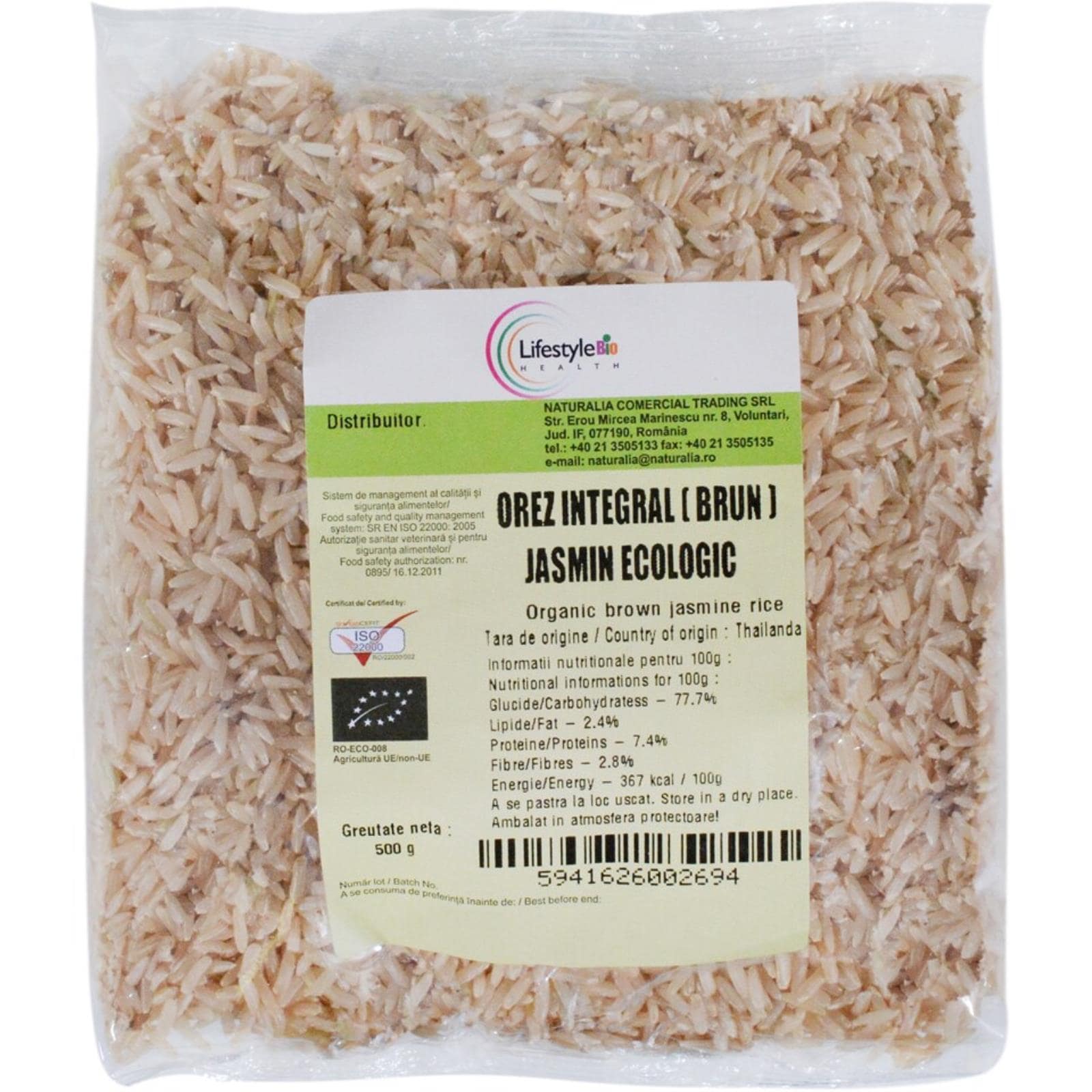 Naturalia | Orez integral brun Jasmin ecologic 500g | Mega-image